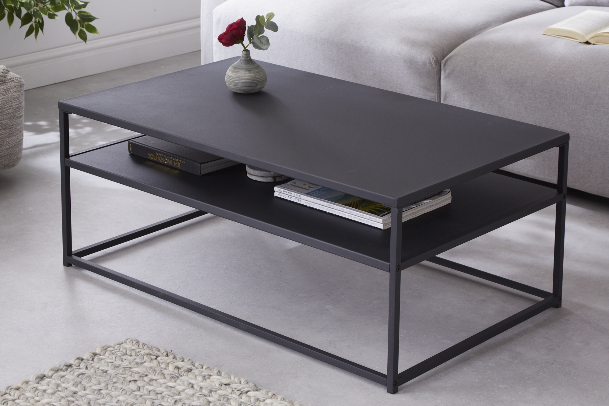 Salontafel Dura Steel 100cm metaal zwart - Mooi Modern