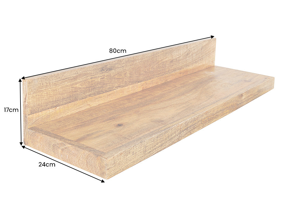 Wandplank MAKASSAR 80cm naturel mangohout - Mooi Modern